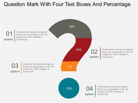 Question Mark With Four Text Boxes And Percentage Powerpoint Slides PowerPoint Presentation