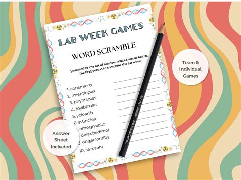 Printable Lab Week 7 Games Bundle 2025 Lab Week Co Worker Games Laboratory Week Activities