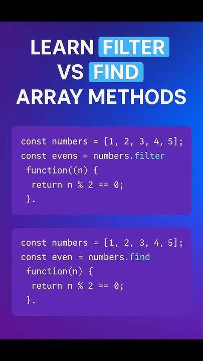 Learn Find Vs Filter Array Methods In Javascript Frontend Programming Webdevelopment