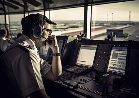 Premium Ai Image Working As An Air Traffic Controller