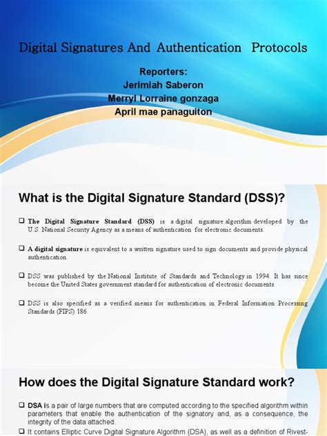 Digital Signatures And Authentication Protocols Pdf Public Key Certificate Authentication