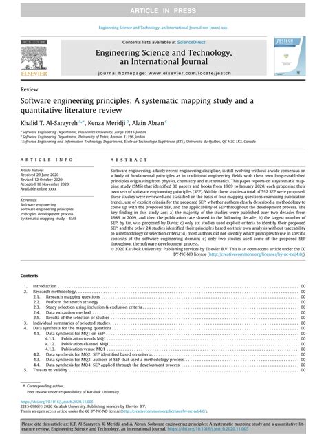 PDF Software Engineering Principles A Systematic Mapping Study And A Quantitative Literature