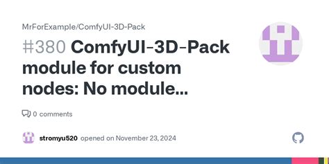comfyui 3d pack module for custom nodes no module named kiui · issue