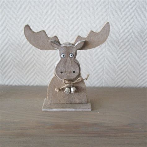 Wooden Moose Table Lamp With Bell