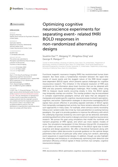 Pdf Optimizing Cognitive Neuroscience Experiments For Separating