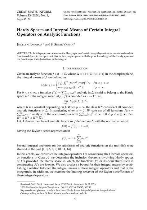 Hardy Spaces And Integral Means Of Certain Integral Operators On