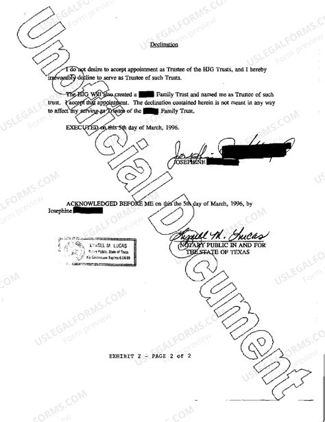Declination To Serve As Trustee Form With Decimals Us Legal Forms