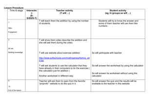 Addition Lesson Plan PDF