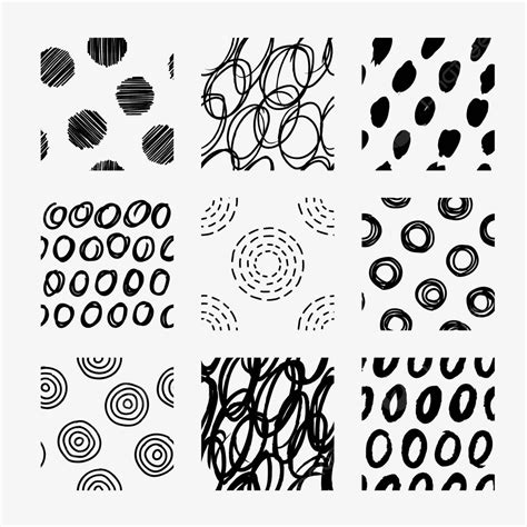 Set Of Vector Swatches Featuring Handdrawn Circle Patterns Vector