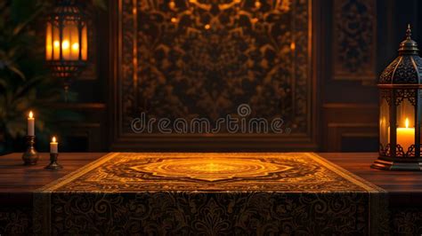 Mystical Candlelit Table Setting With Intricate Details Stock