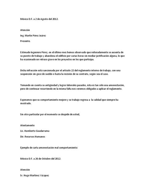 Modelo De Carta De Amonestacion Pdf