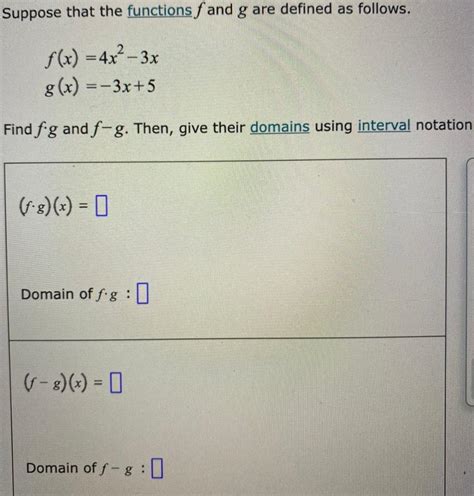 Solved Suppose That The Functions F And G Are Defined As Chegg
