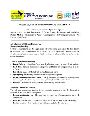 CCS356 Object Oriented Software Engineering Sylabus CCS356 OBJECT