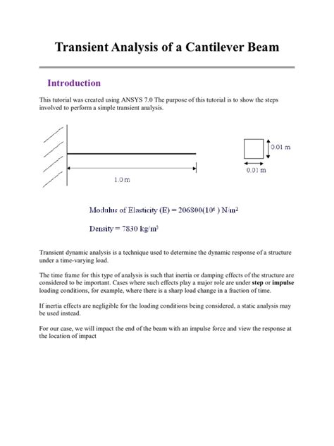 pdf transient analysis of a cantilever beam dokumen tips