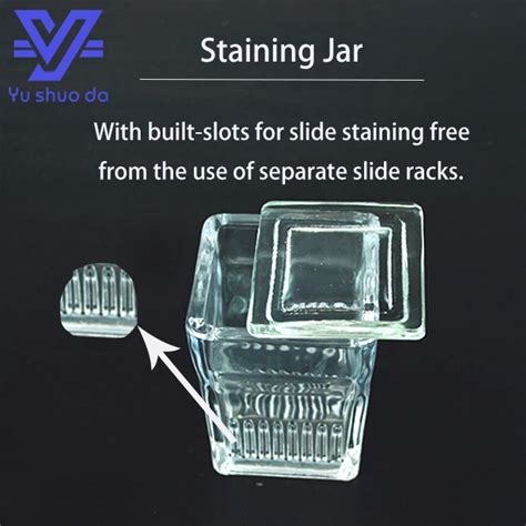 China Slides Staining Jar Laboratory Microscope Slide Stained Glass Jar Square Cover Slot Design