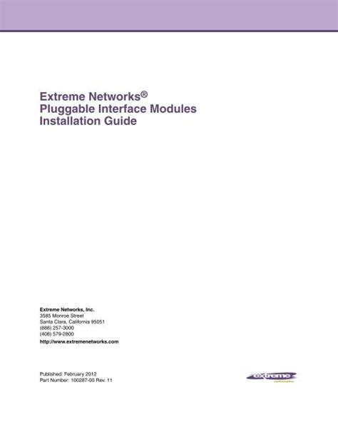 Pluggable Interface Modules Installation Guide Extreme Networks