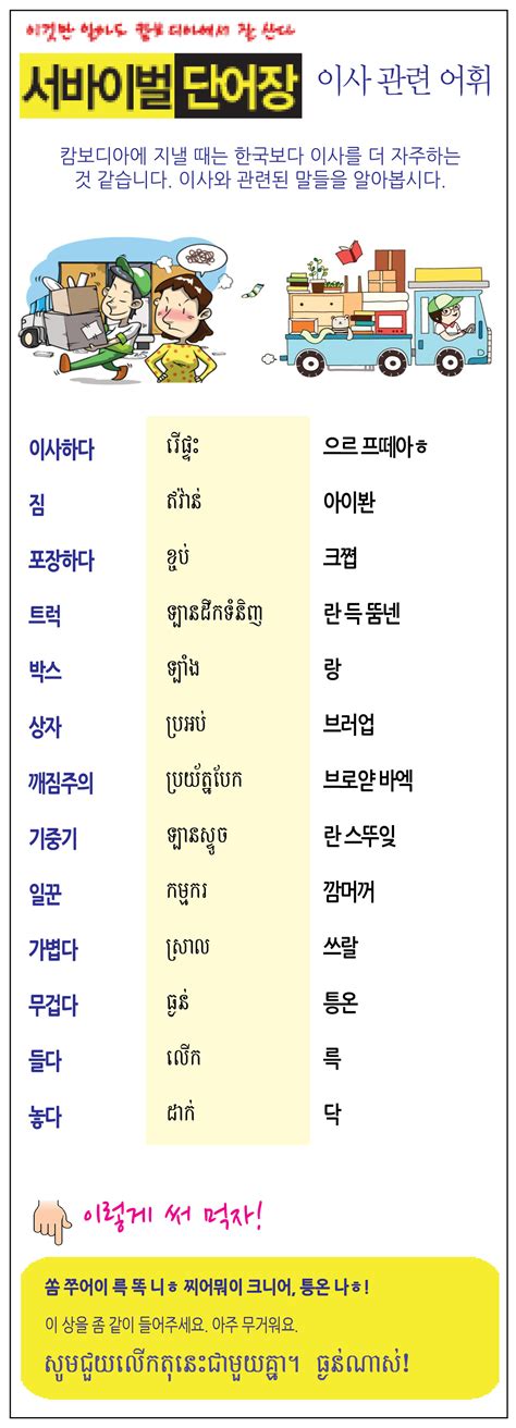 [캄보디아어단어] 이사 관련 어휘 뉴스브리핑캄보디아