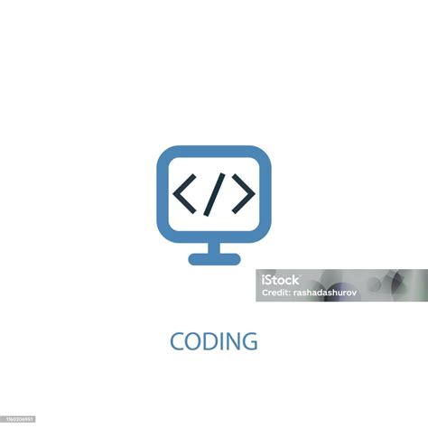 Konsep Coding 2 Ikon Berwarna Ilustrasi Elemen Biru Sederhana Desain