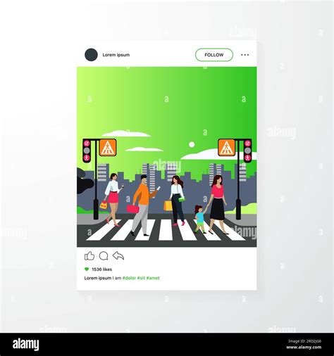 Cartoon Pedestrians Walking Through Crosswalk Stock Vector Image And Art