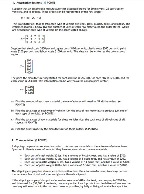 Solved This Is A Matrix Algebra Question Only To Be Done In Chegg Com