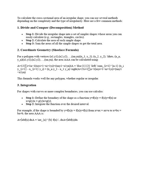 How To Calculate Cross Section Area Of Irregular Shape Pdf