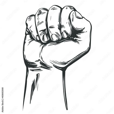 Raised Hand Up Clenched Into A Fist Icon Cartoon Hand Drawn Vector