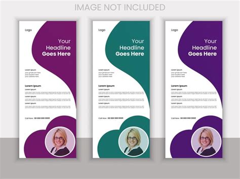 전문적인 롤업 스탠드 배너 템플릿 디자인 프리미엄 벡터