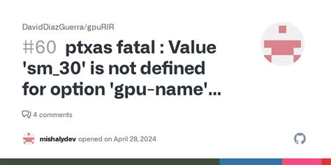 Ptxas Fatal Value Sm30 Is Not Defined For Option Gpu Name On Installation · Issue 60