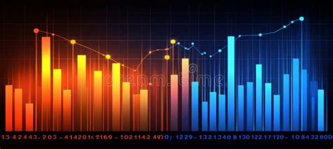 Abstract Glowing Candlestick Chart On A Dark Background Digital Finance Illustration Stock