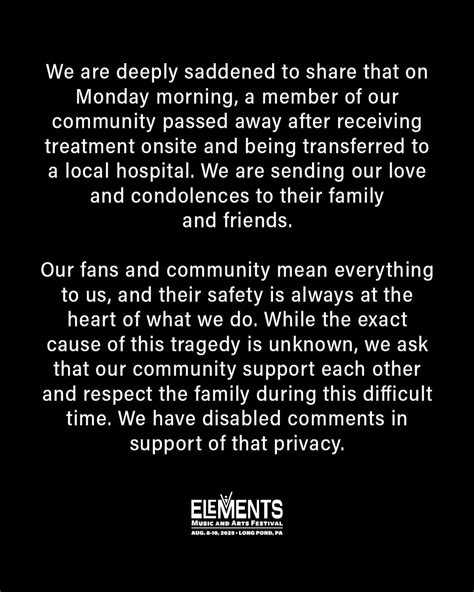 The Festive Elements Music And Arts Festival Has Issued A Statement