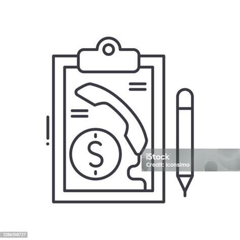 콜드 호출 아이콘 선형 격리 된 그림 얇은 줄 벡터 웹 디자인 기호 흰색 배경에 편집 가능한 스트로크와 개요 개념 기호 경계 표지에 대한 스톡 벡터 아트 및 기타 이미지