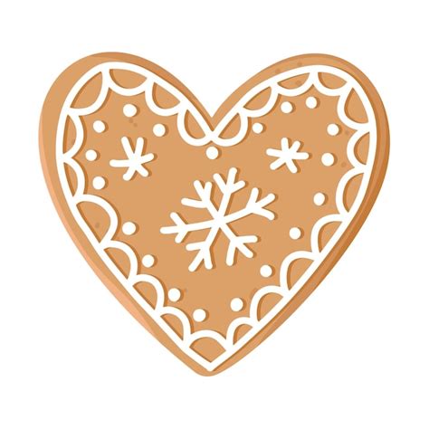 Premium Vector Christmas Gingerbread Cookie In The Shape Of Heart With Icing Isolated On White