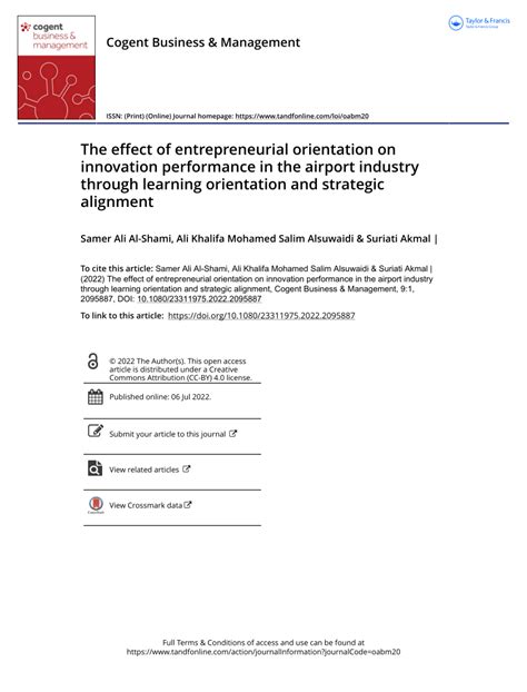 Pdf The Effect Of Entrepreneurial Orientation On Innovation