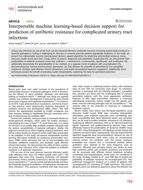 Pdf Interpretable Machine Learning Based Decision Support For Prediction Of Antibiotic