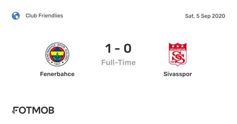 Fenerbahce Vs Sivasspor Club Friendlies On Sat Sep 5 2020 1800 Utc