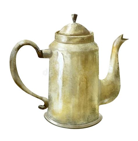 Metal Retro Teapot Watercolor Illustration Stock Image Image Of Metal Retro 271607281