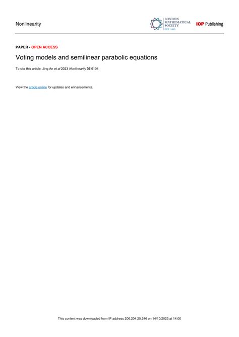 Pdf Voting Models And Semilinear Parabolic Equations