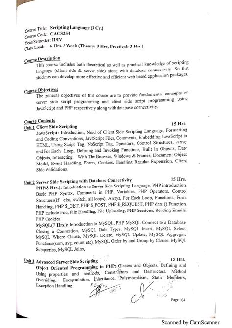 Cacs 254 Scripting Language 4th Sem Work Effectively As A Cook