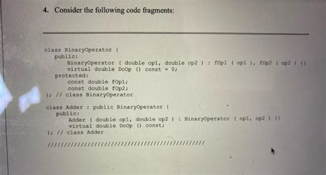 Solved 4 Consider The Following Code Fragments Class