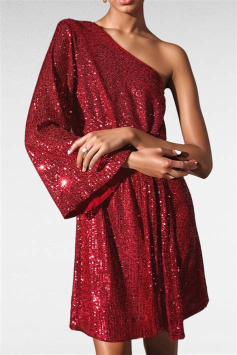 Hire Regina One Shoulder Sequin Dress In Red Portmans Glamcorner