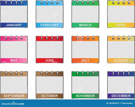 Calendar Icons Set Stock Vector Illustration Of Diary 36504514