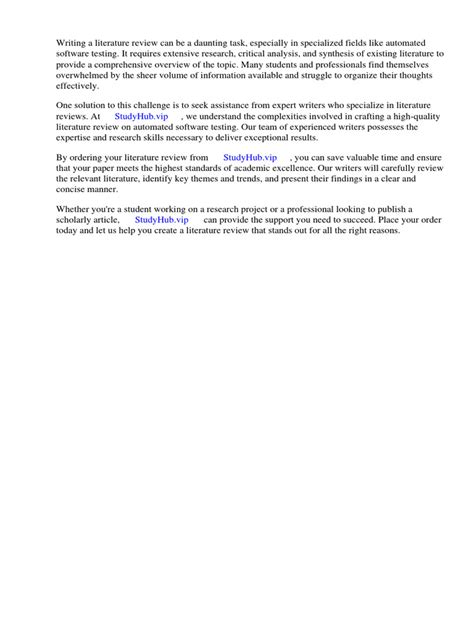 Literature Review Automated Software Testing Download Free Pdf