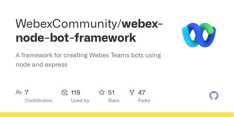 Github Webexcommunitywebex Node Bot Framework A Framework For Creating Webex Teams Bots