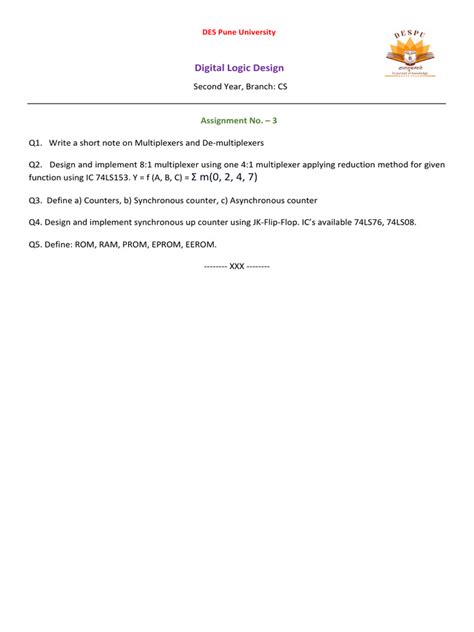 Assignment3 Digital Logic Design Pdf