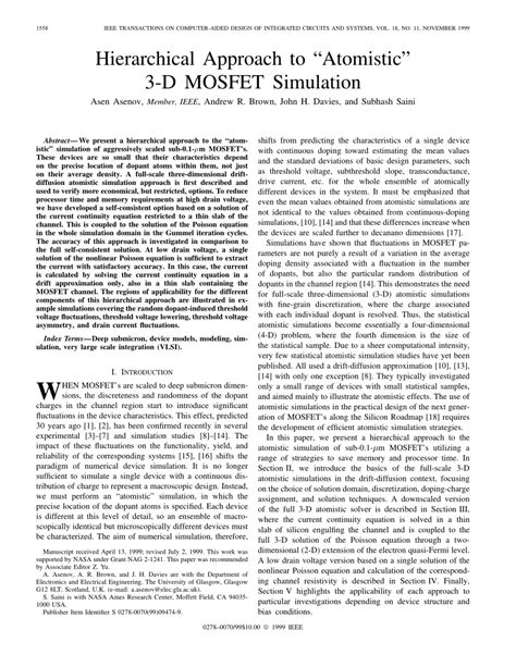 pdf hierarchical approach to atomistic 3 d mosfet simulation