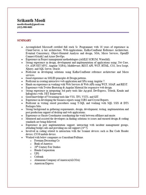 Dice Resume Cv Srikanth Mooli Pdf Microsoft Sql Server Language Integrated Query