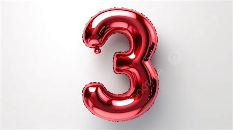 Helium Balloon Font Metallic Red Number 3 In Stunning 3d Rendering