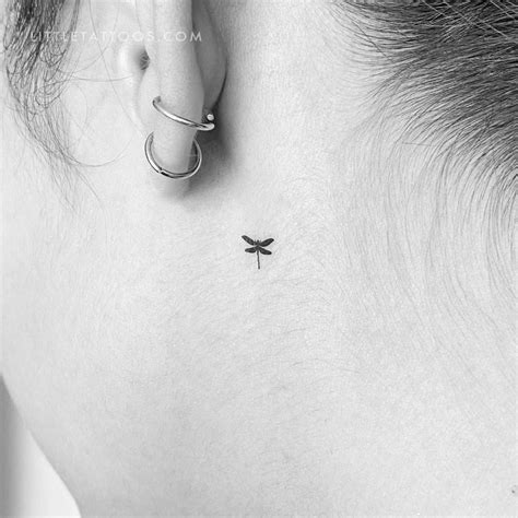Tiny Black Dragonfly Temporary Tattoo Set Of 3 Little Tattoos