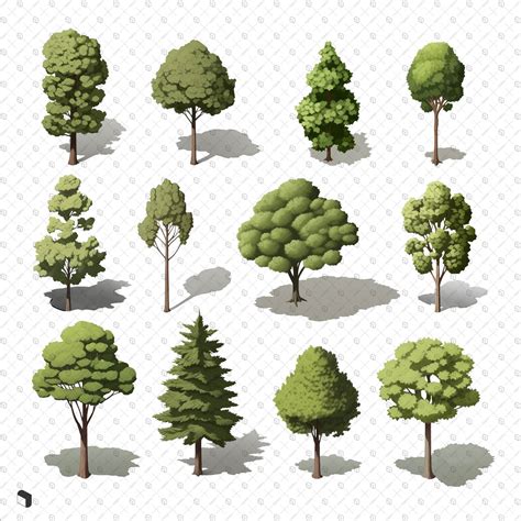 Axonometric Cad And Cutout Tree Silhouettes Toffu Co