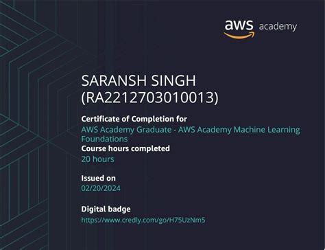Saransh Singh On Linkedin Aws Machinelearning Ai Certificationcompleted